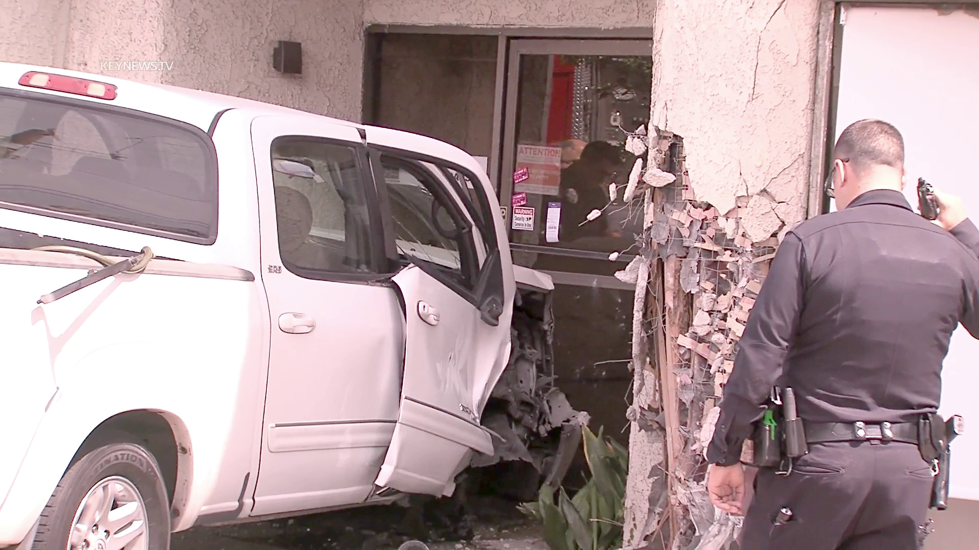 Pickup Truck Crashes into Commercial Building – KeyNewsNetwork